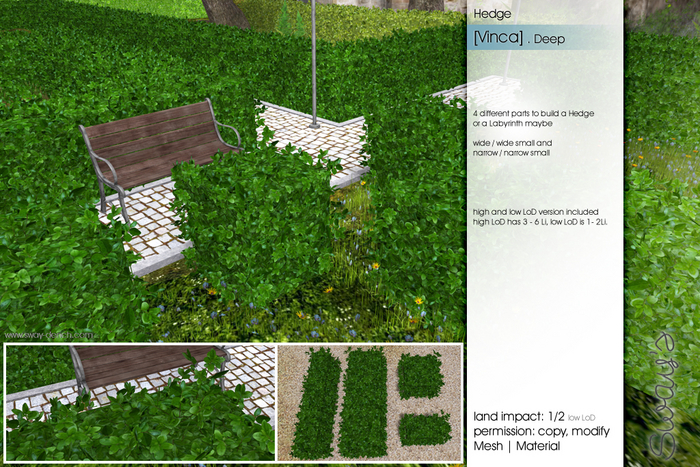 Second Life Marketplace - Sway's [Vinca] Hedge . Deep